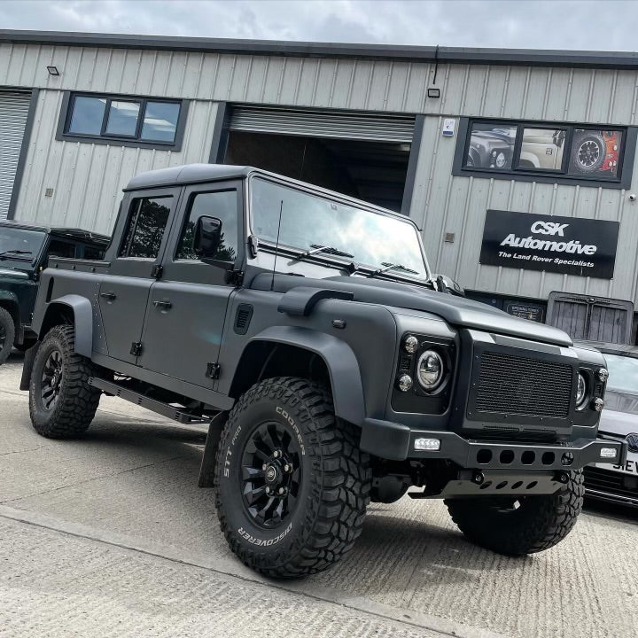 Land Rover Defender Stainless Steel Cranked LED Front Bumper – Uproar 4x4